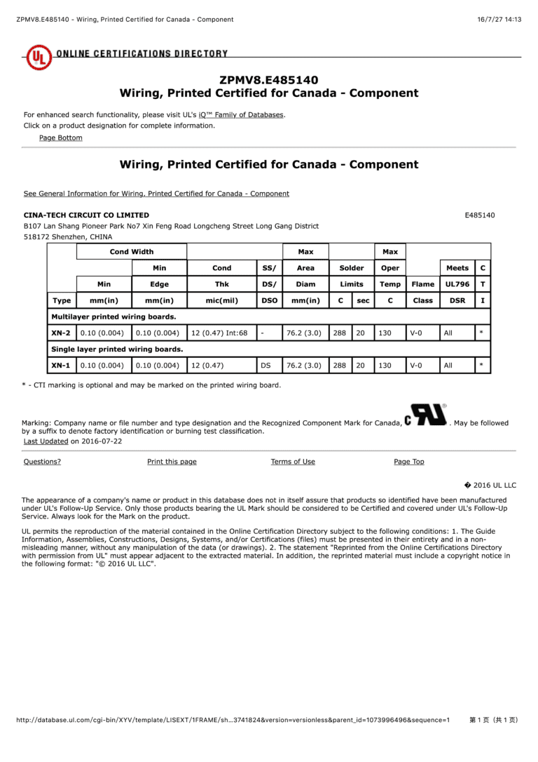Certifications – CTC,Cina-Tech Circuit, Reliable PCB supplier